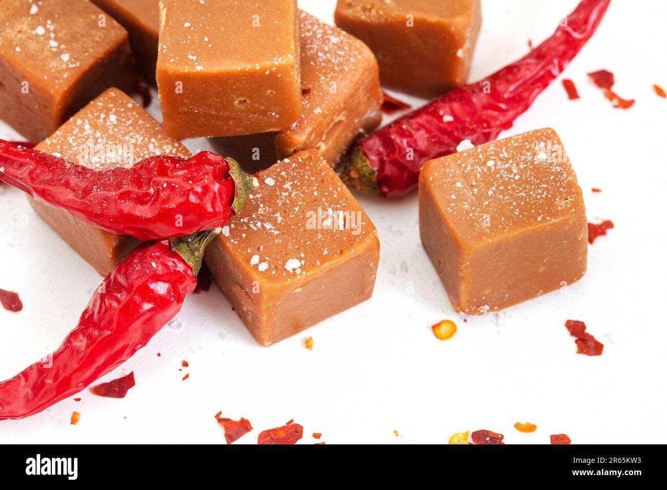caramel fudge with chili flakes and coarse salt, sweet, spice, salty ...