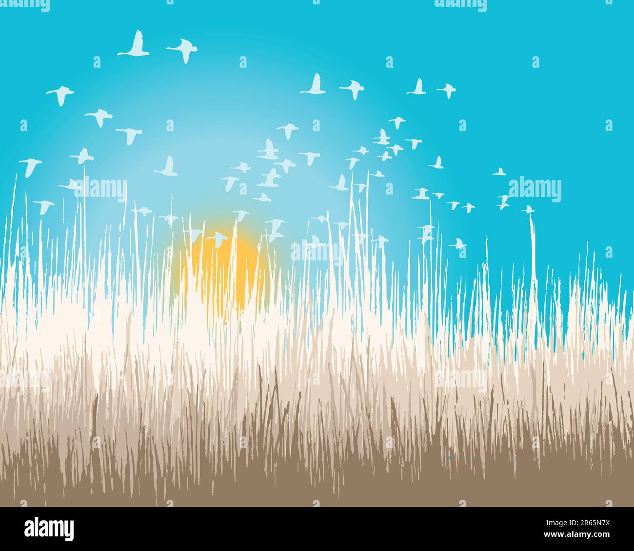 Beautiful sunrise in beach Stock Vector Images - Alamy