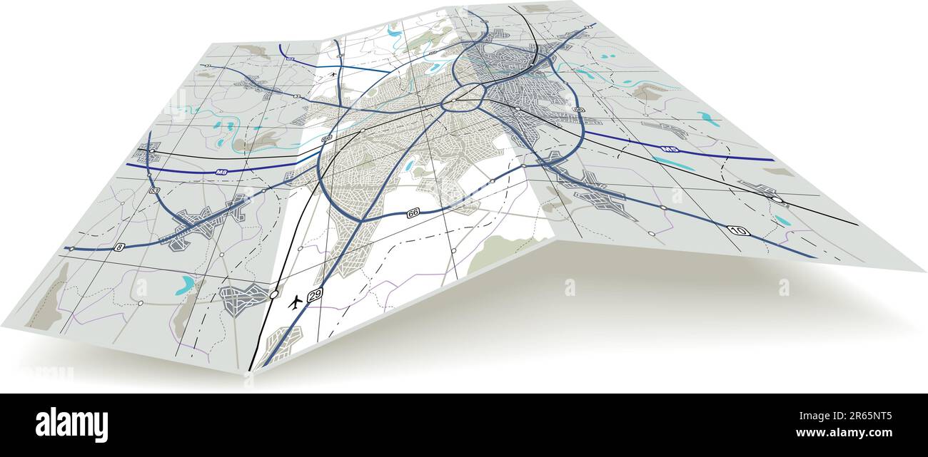 Detailed editable vector folding map with no names Stock Vector Image ...