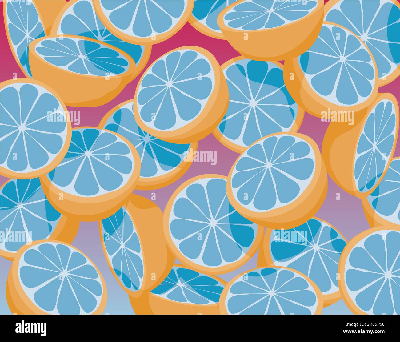 Editable vector illustration of falling sliced blue oranges Stock ...