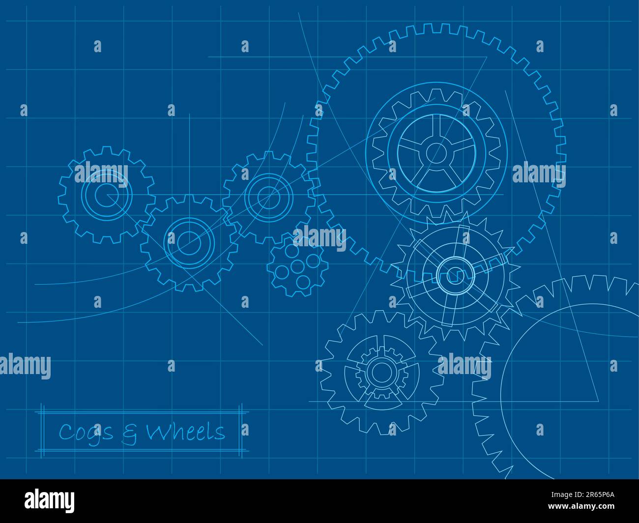 Mechanical blueprint illustration. Grouped for easy editing Stock ...