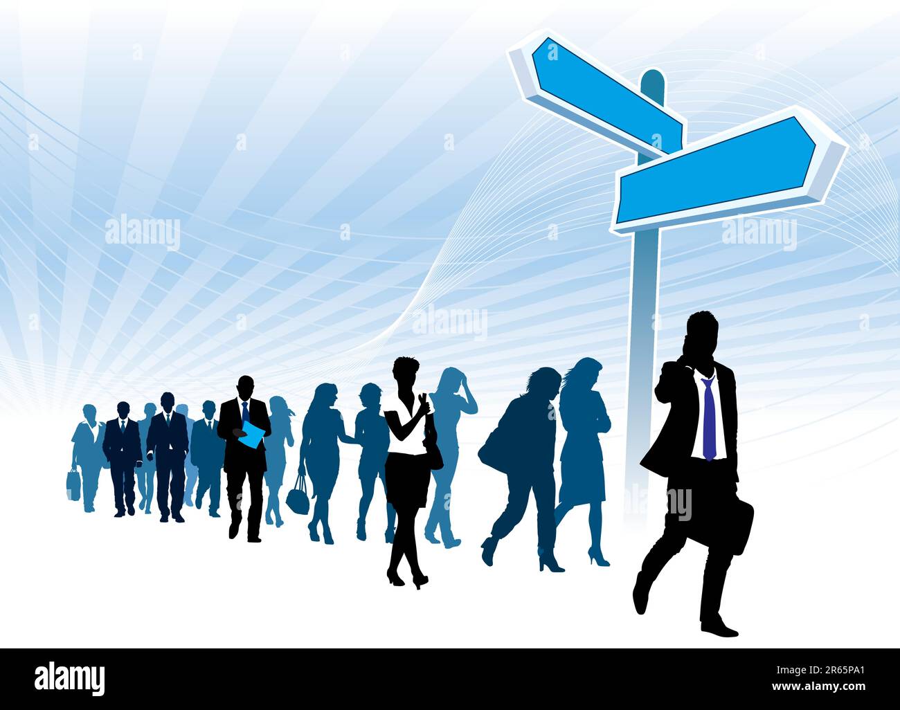 People are walking past large high direction sign Stock Vector Image ...