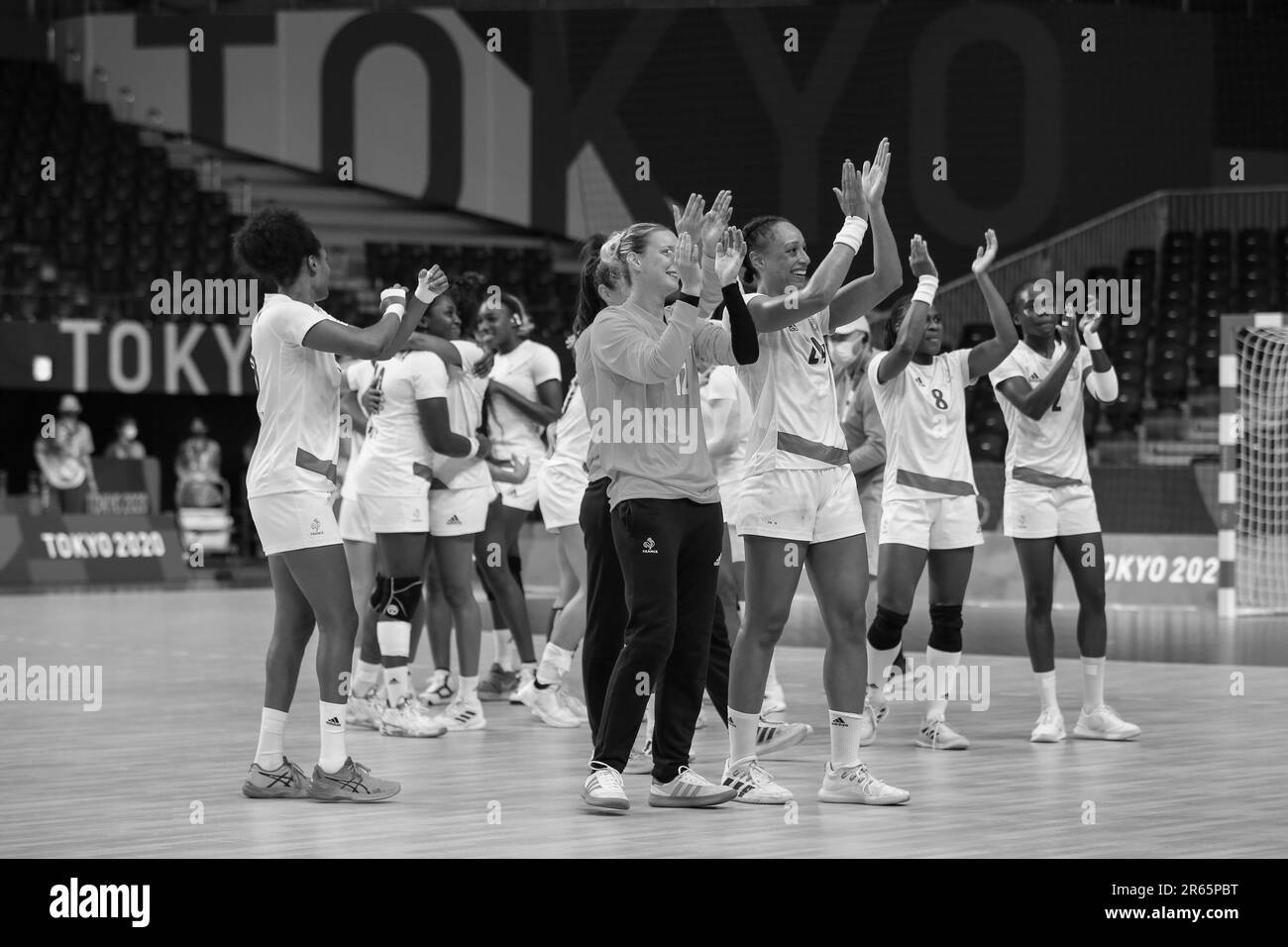 AUG 8, 2021 - Tokyo, Japan: Team FRANCE players celebrate winning the ...