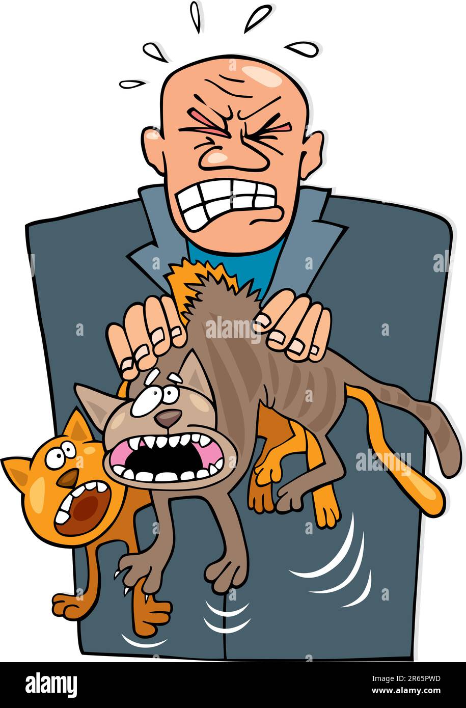 Illustration of angry man with rude cats Stock Vector Image & Art - Alamy