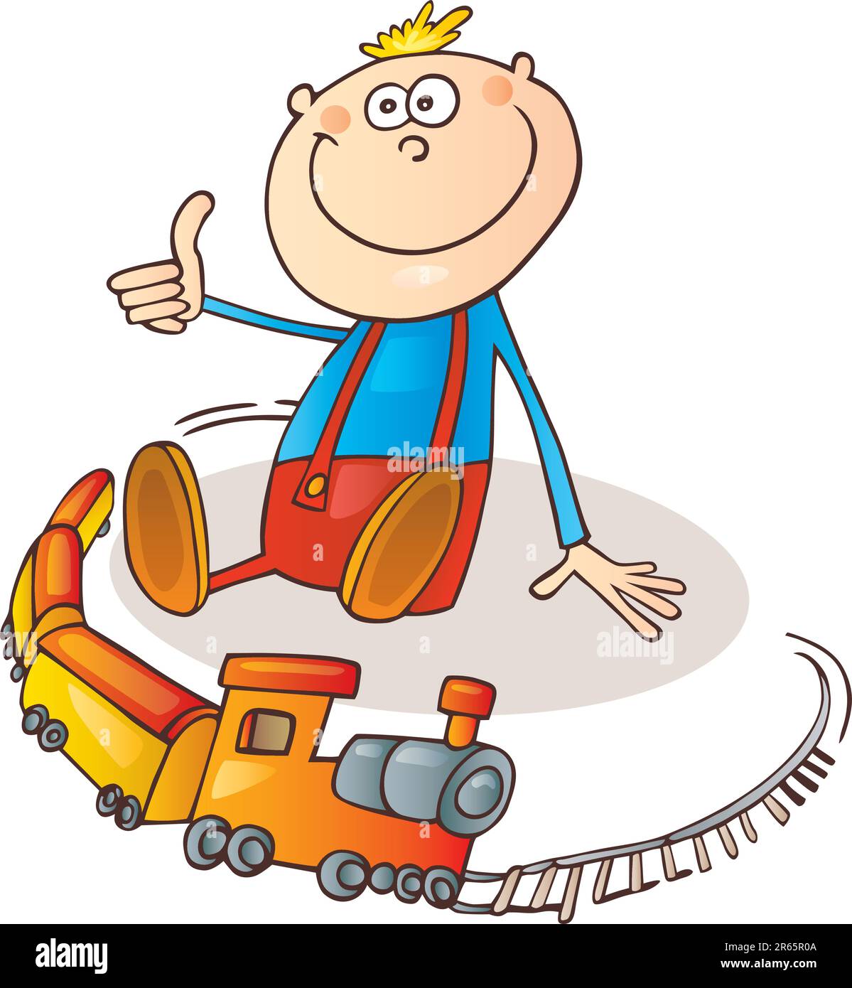 Illustration of little boy with train set Stock Vector Image & Art - Alamy