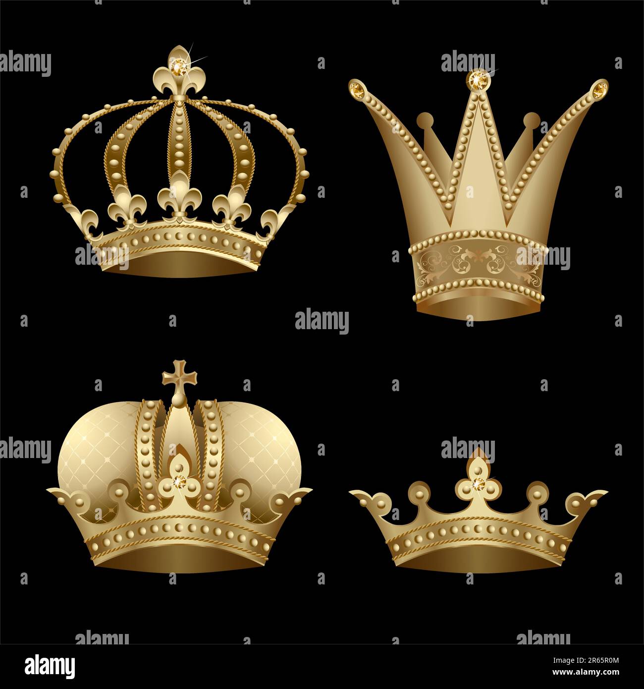 Set gold black crown Stock Vector Images - Alamy