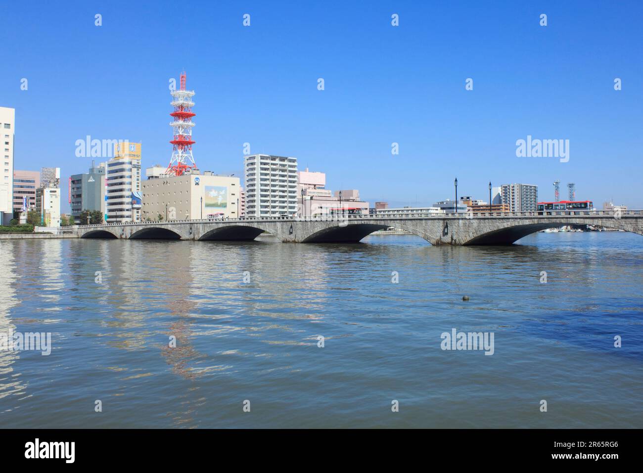 Shinano river and Bandai bridge Stock Photo - Alamy
