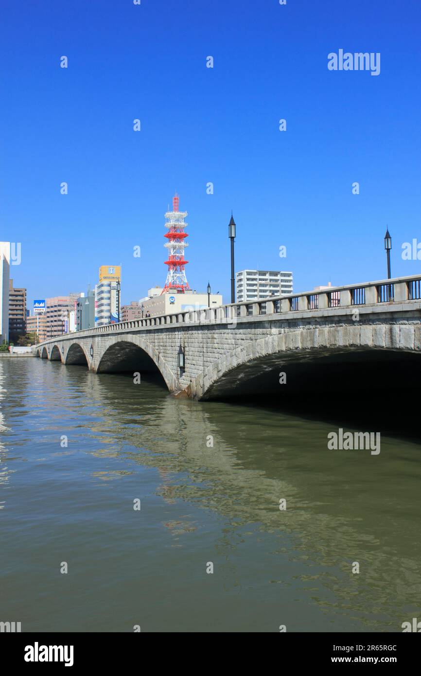 Shinano river and Bandai bridge Stock Photo - Alamy
