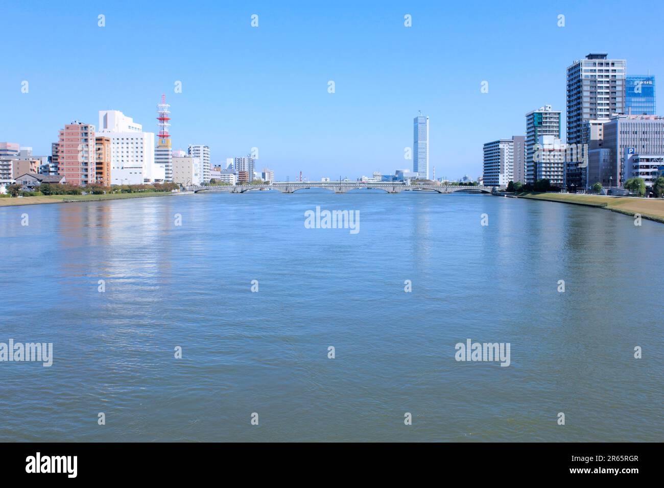 Shinano river and Bandai bridge Stock Photo - Alamy