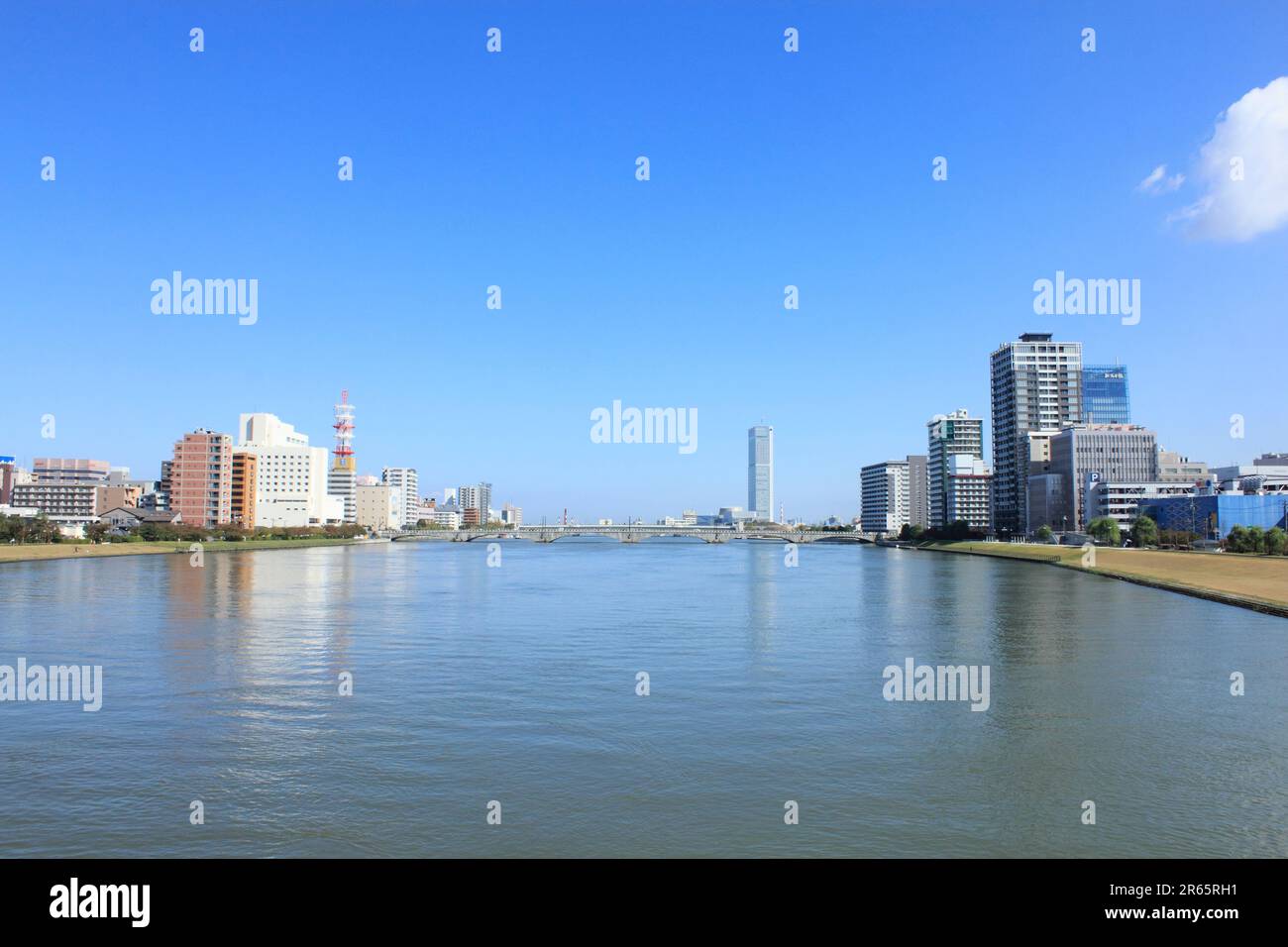 Shinano river and Bandai bridge Stock Photo - Alamy