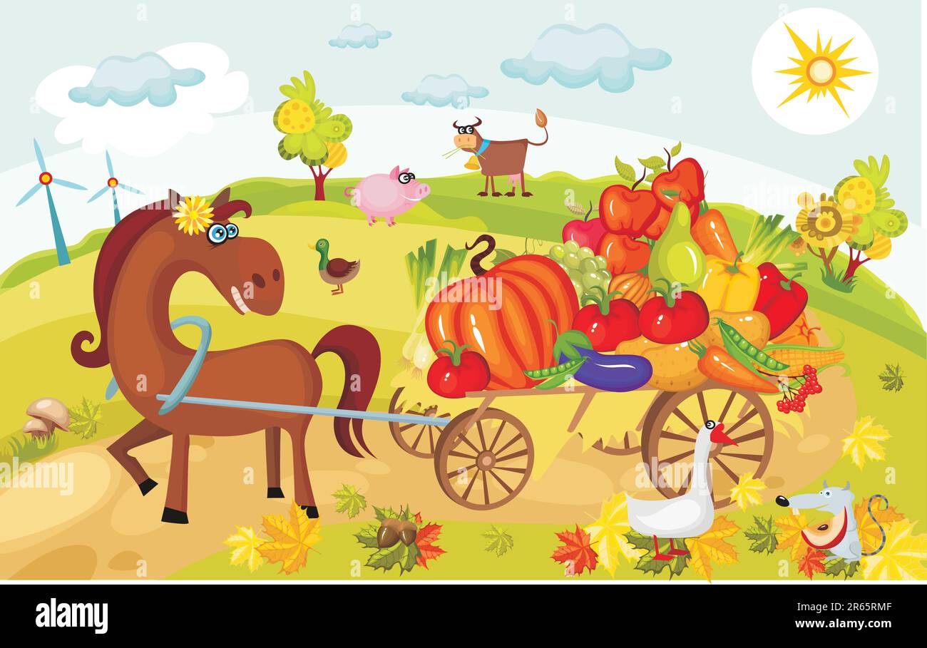 Fall color tree horse Stock Vector Images - Alamy