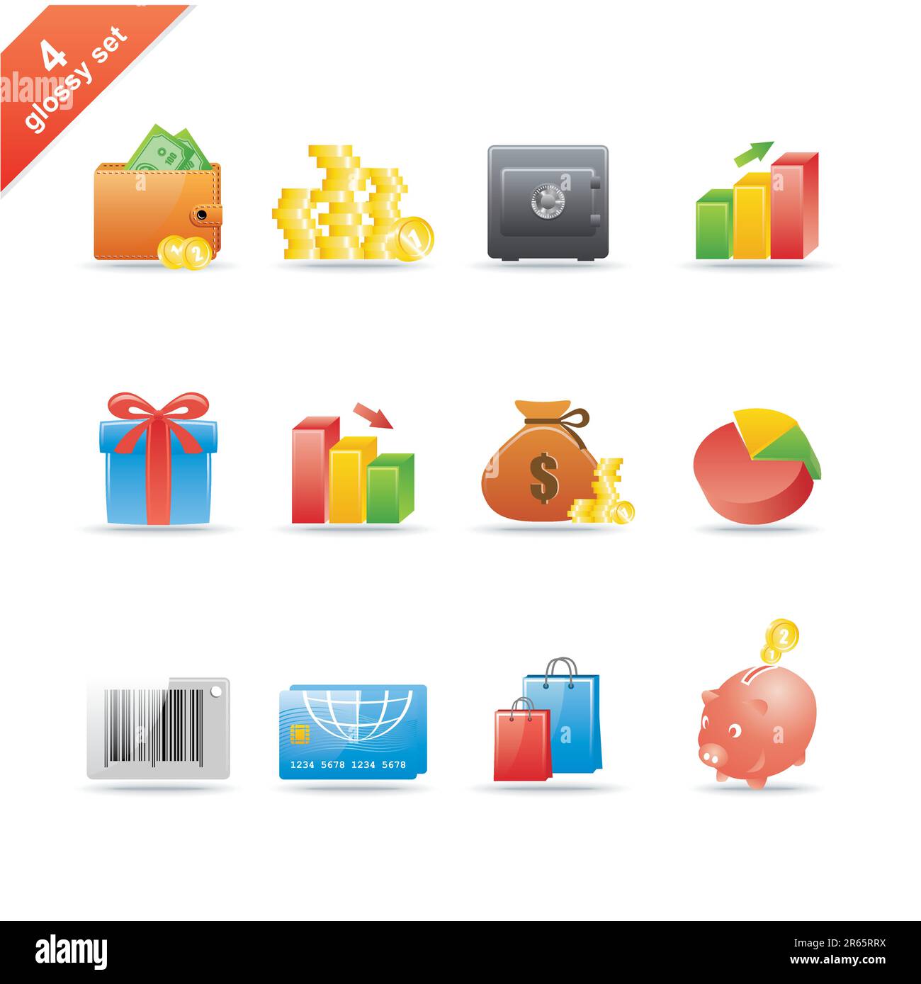 Portfolio set icons economy hi-res stock photography and images - Alamy