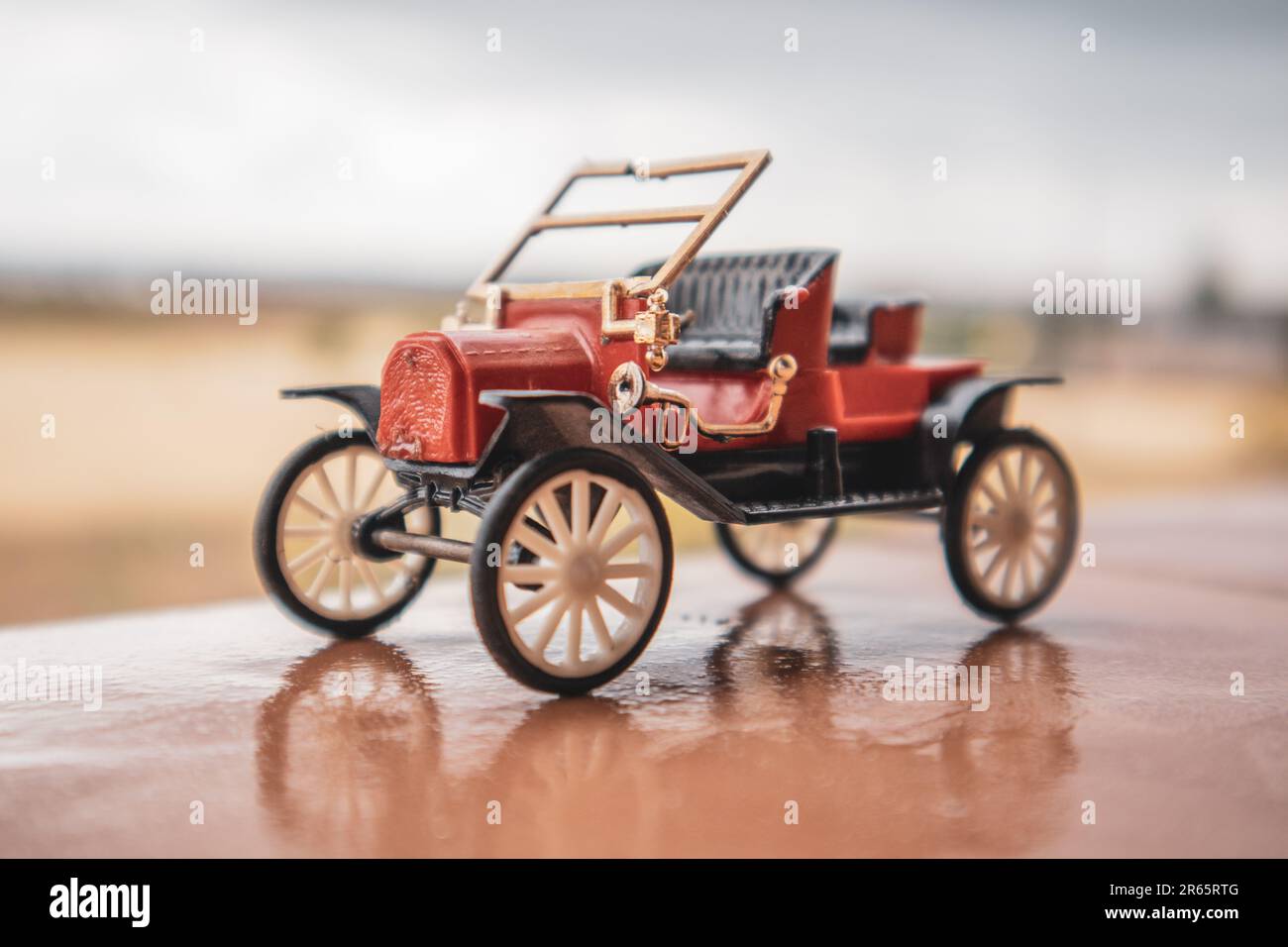 Madrid, Spain. May 1, 2023 Red toy car model Ford 1908 Model T ...