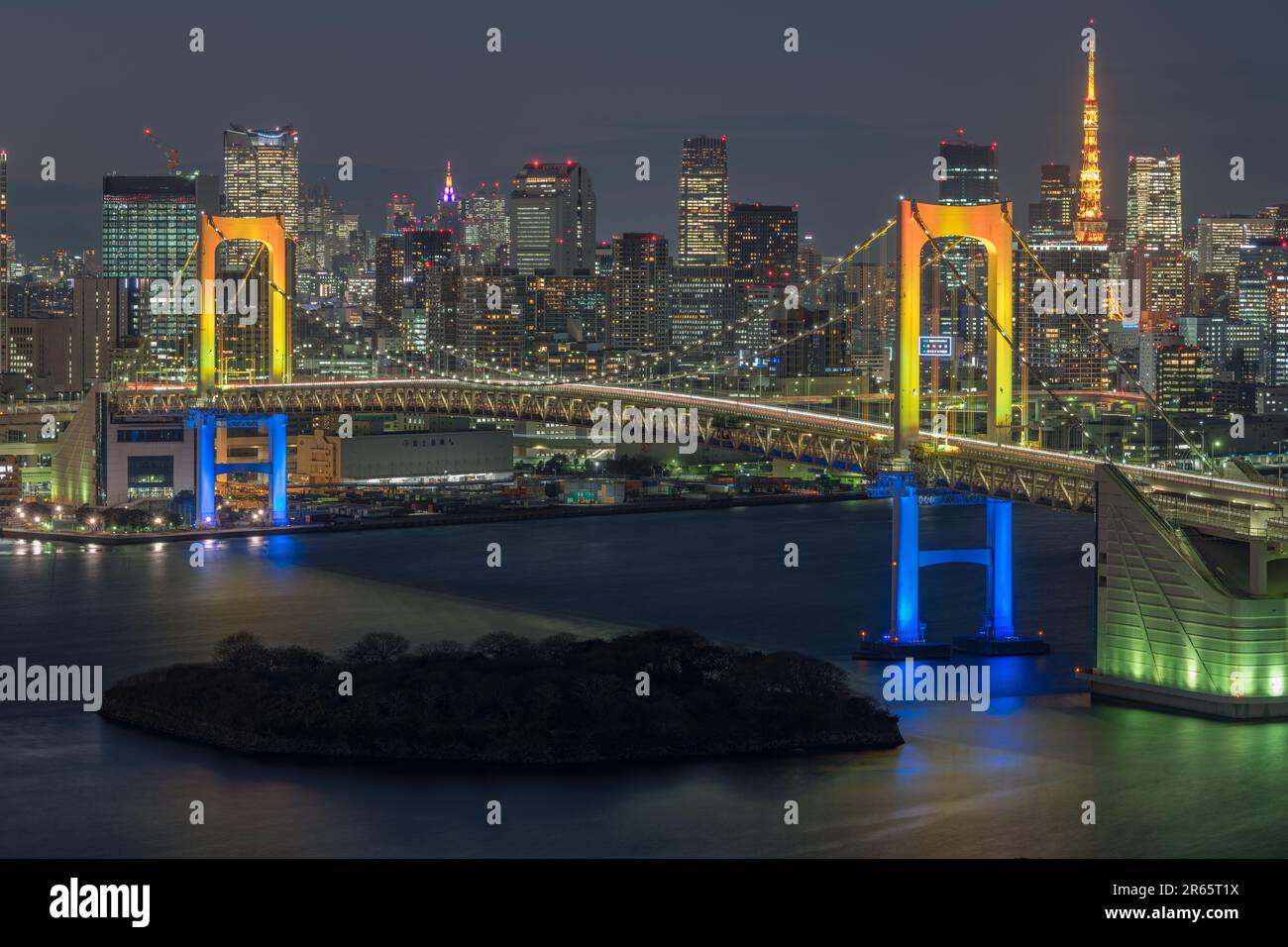 Rainbow Bridge illuminated Stock Photo - Alamy