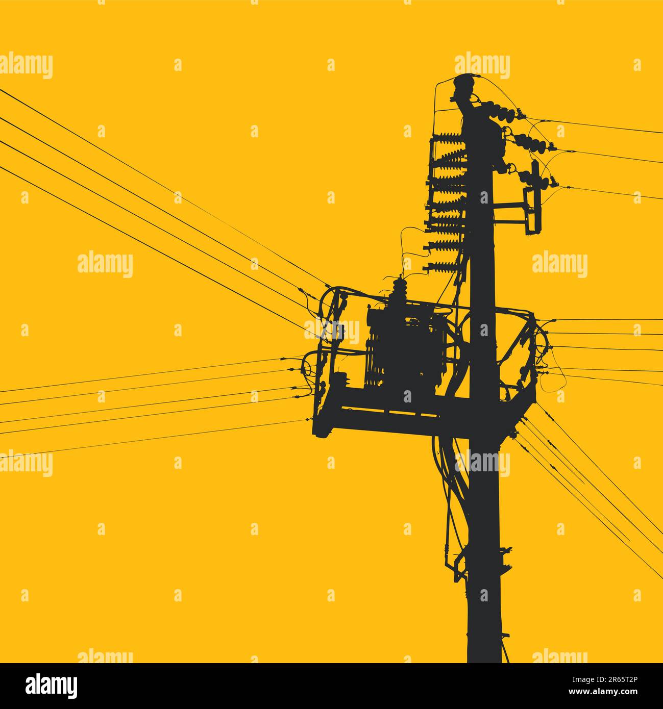 vector illustration of an electricity pylon Stock Vector Image & Art ...
