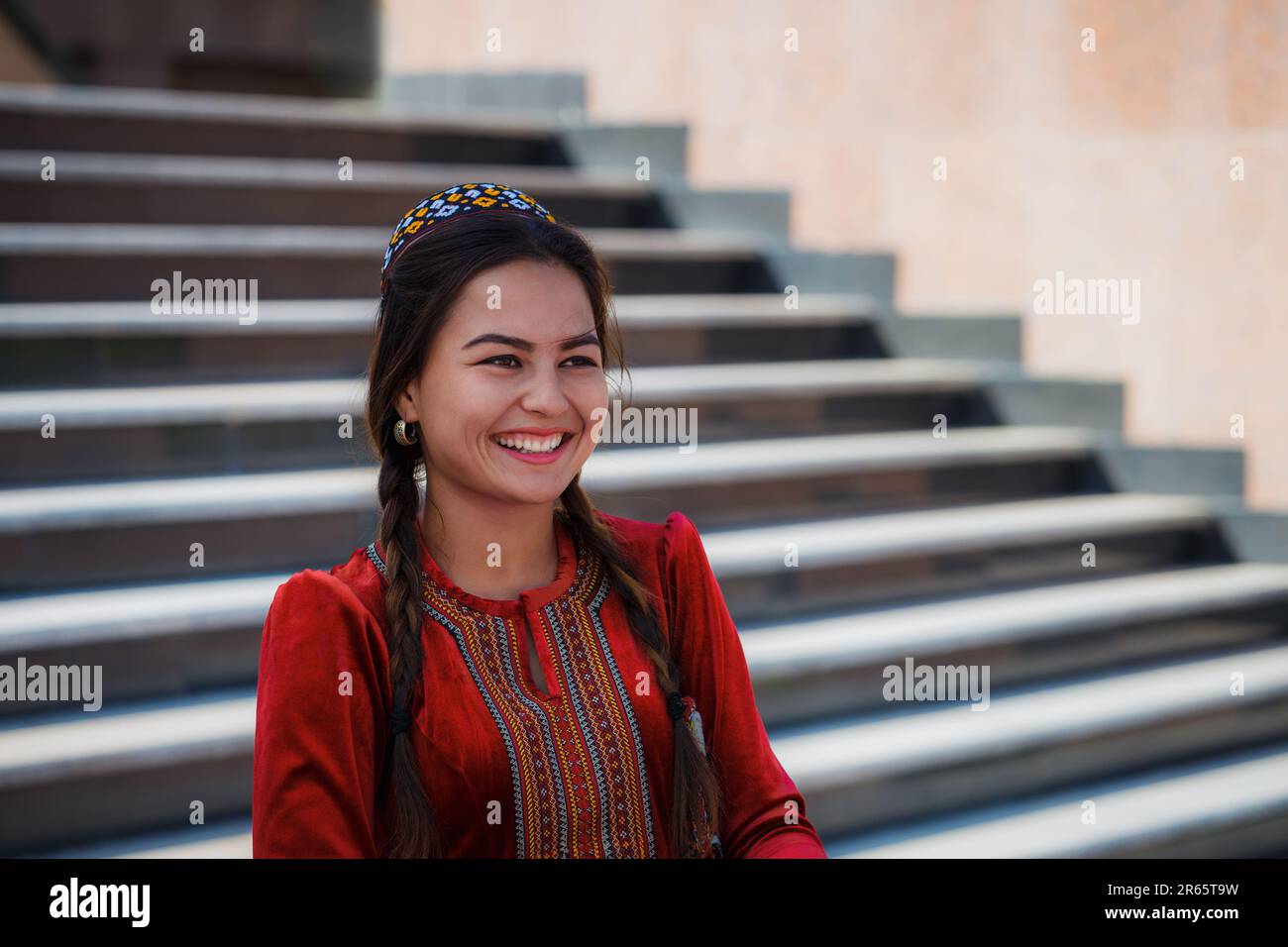 Ashgabat, Turkmenistan, October 10, 2019: Portrait of an beautuful ...