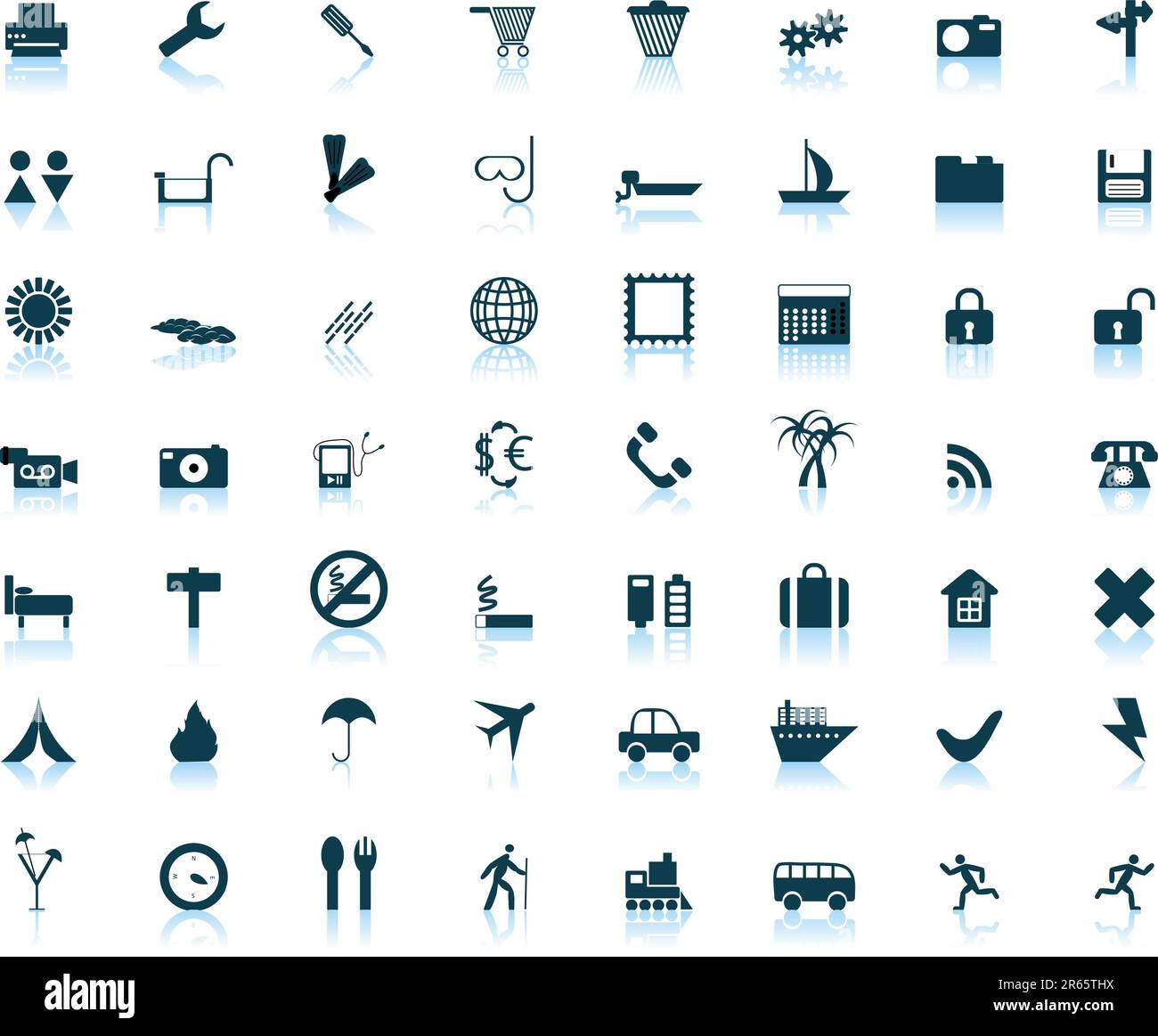 Biggest collection of different icons for using in web design Stock ...