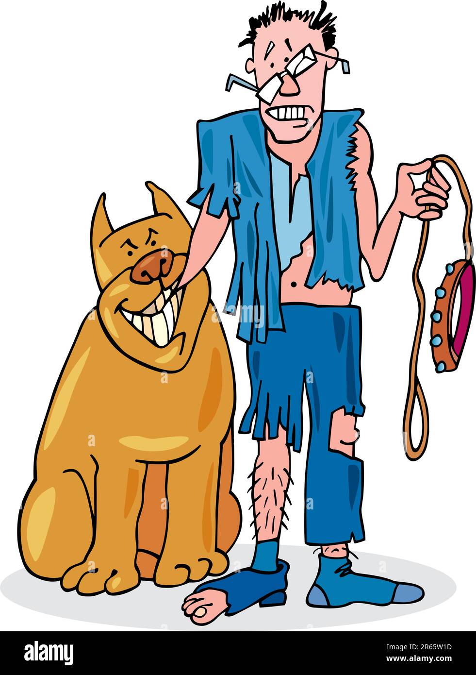 Vector illustration of bad dog and his battered owner Stock Vector ...