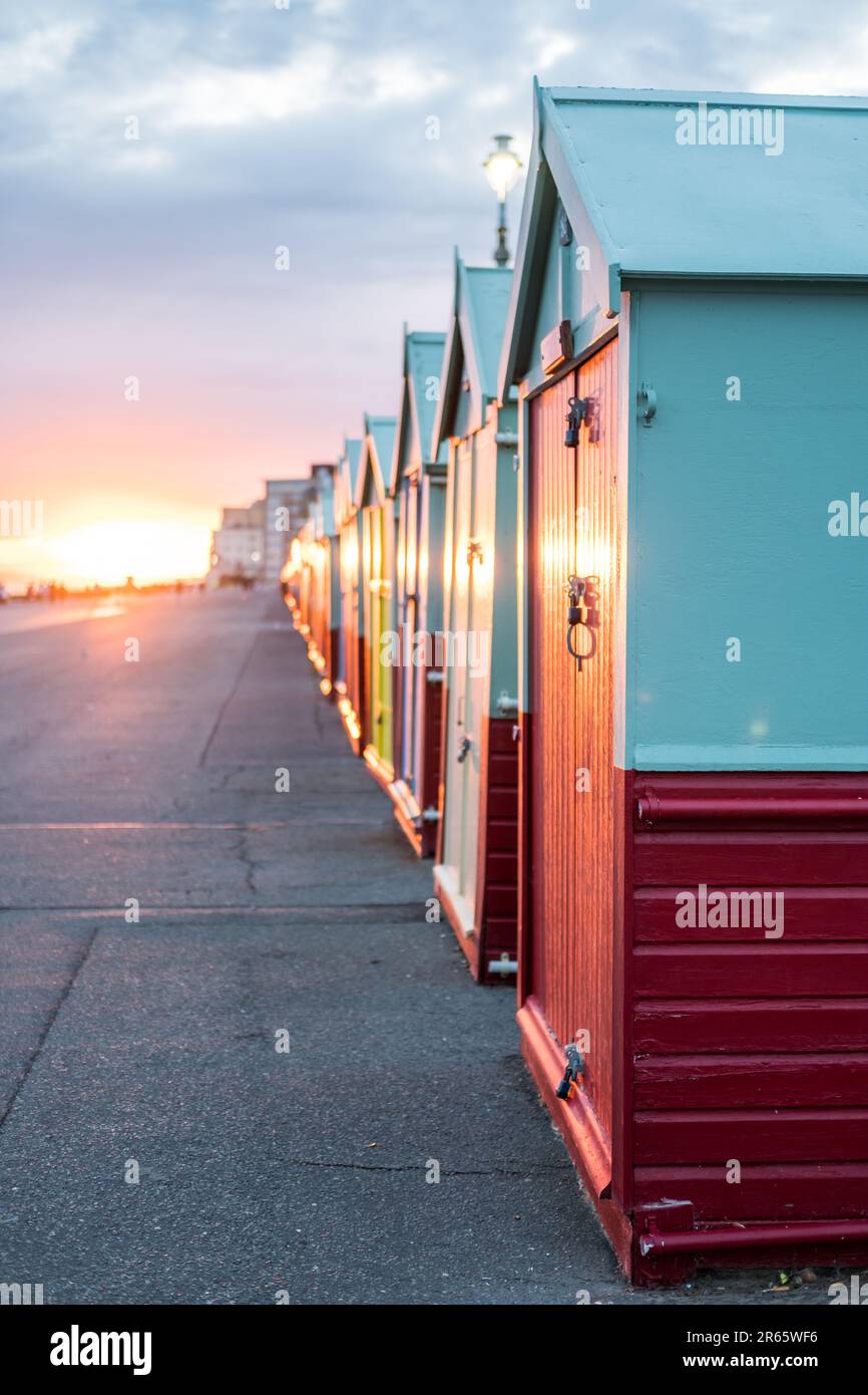 Brighton beach huts sunset hi-res stock photography and images - Alamy
