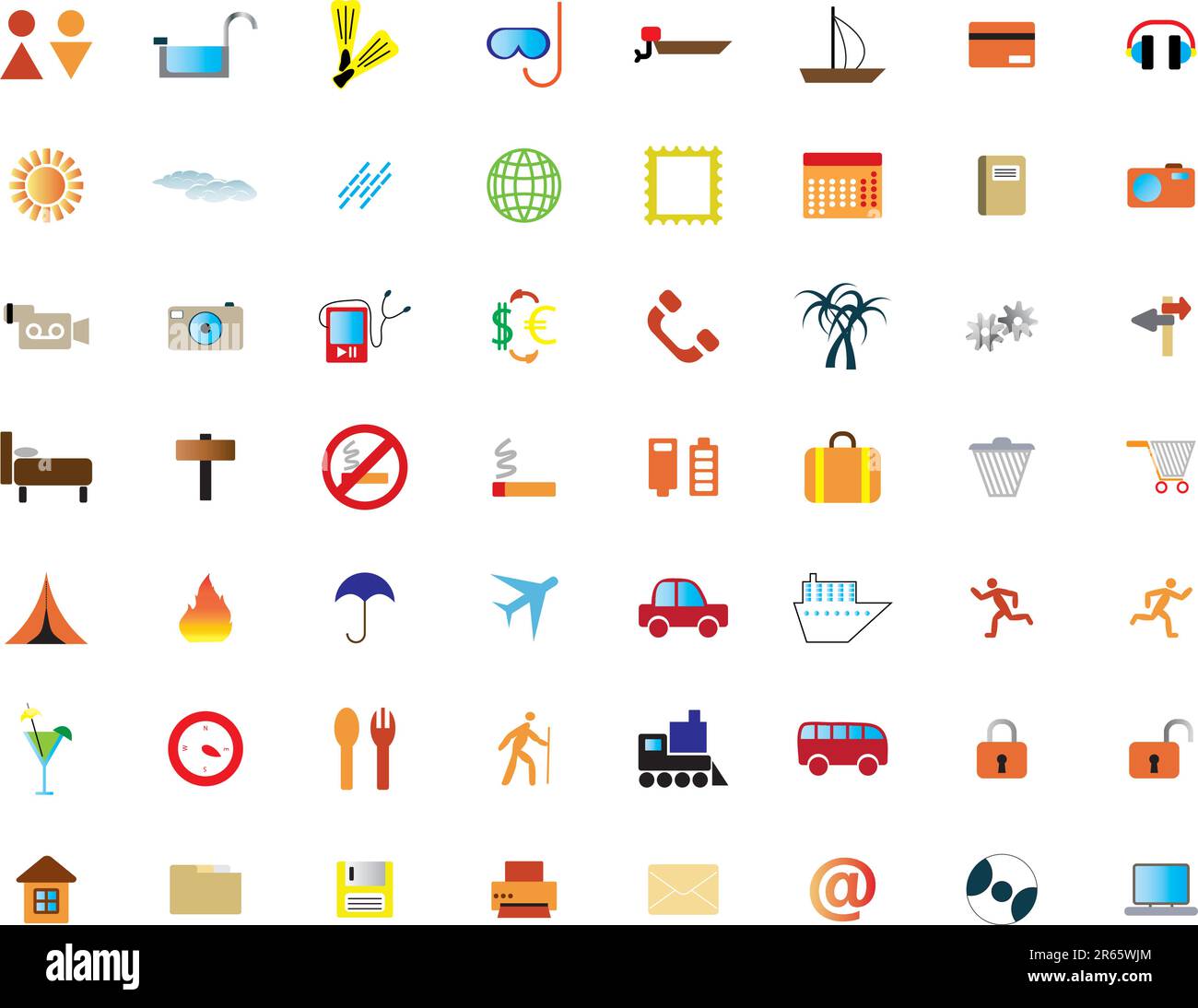 Biggest collection of different icons for using in web design Stock ...