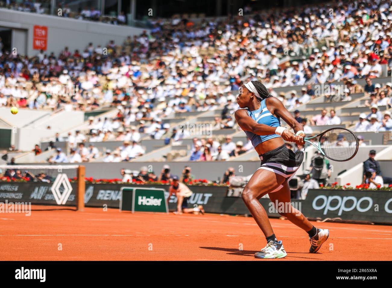 Paris, France. 7th June, 2023. Tennis player Coco Gauff (USA) is in action at the 2023 French ...