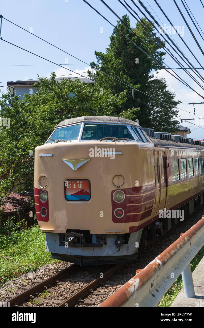 Holiday rapid train Mt. Fuji Stock Photo - Alamy