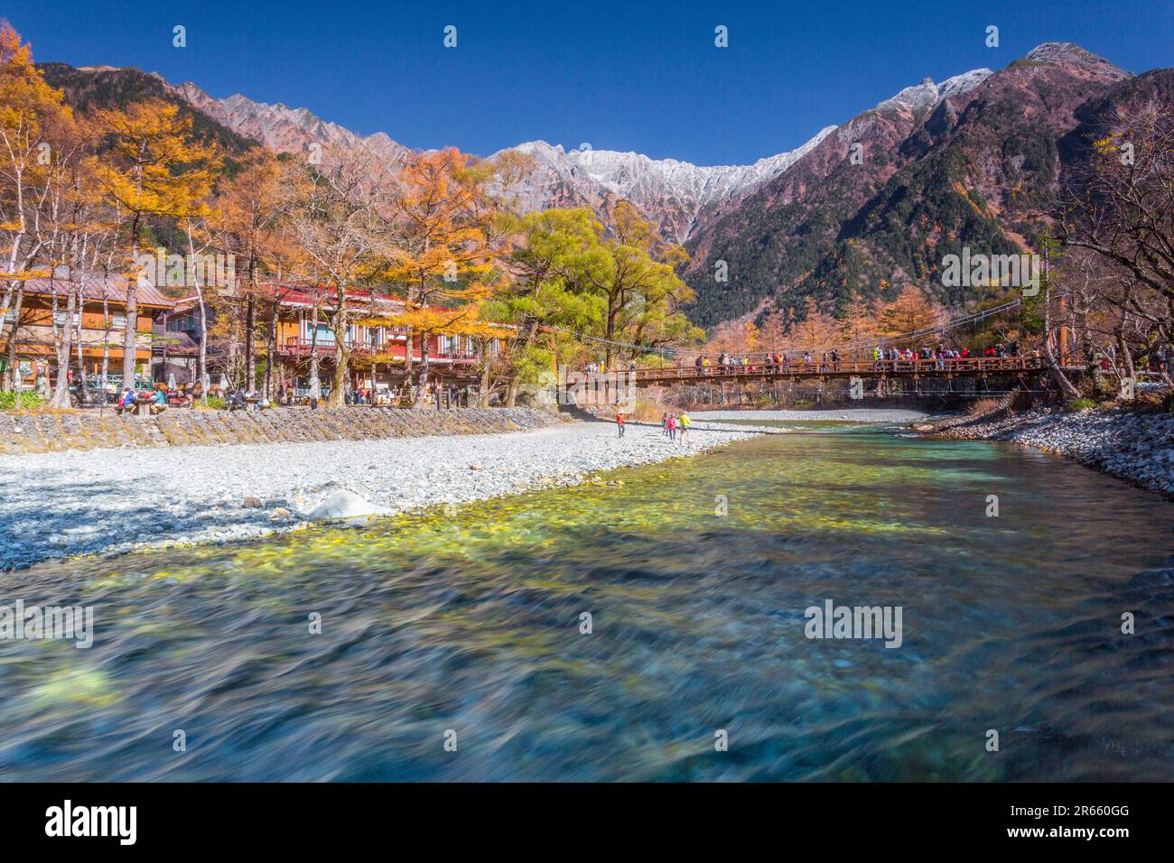 Kappa-bashi bridge in Kamikochi Stock Photo - Alamy