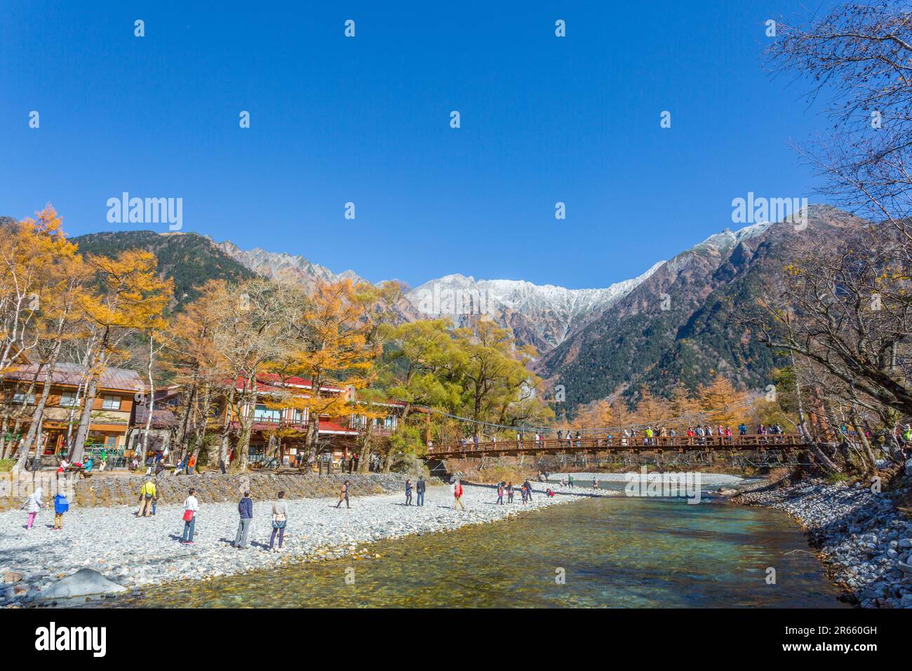 Kappa-bashi bridge in Kamikochi Stock Photo - Alamy