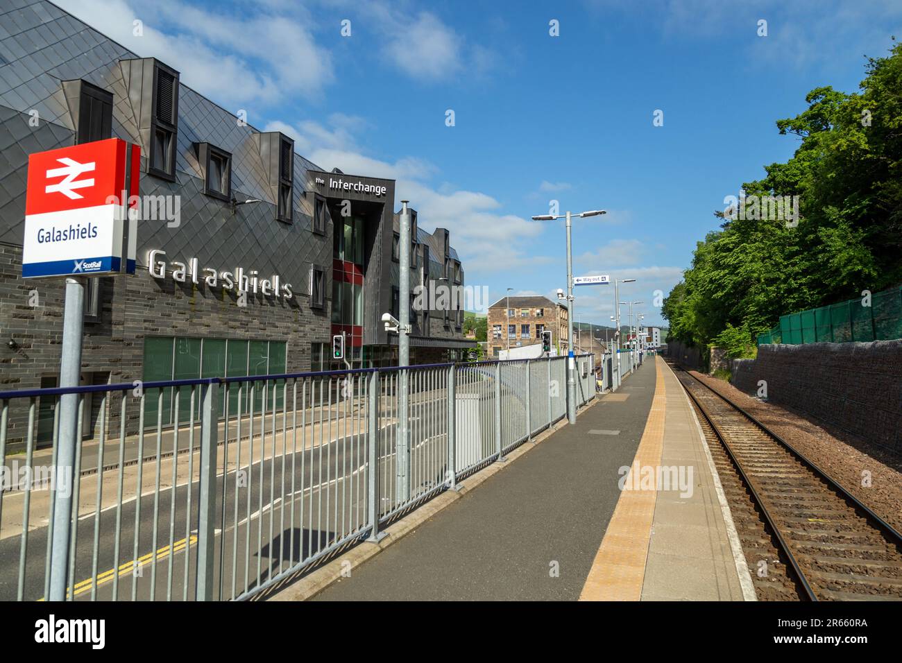 Galashiels train station the in the Scottish Borders Stock Photo - Alamy