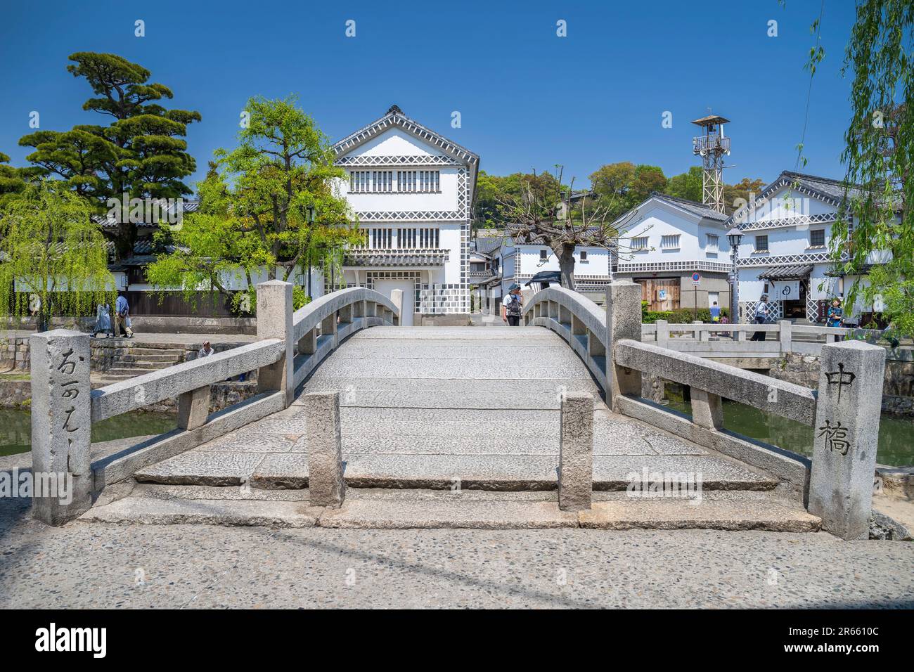 Fresh green and the middle bridge of Kurashiki Bikan Historical Quarter ...