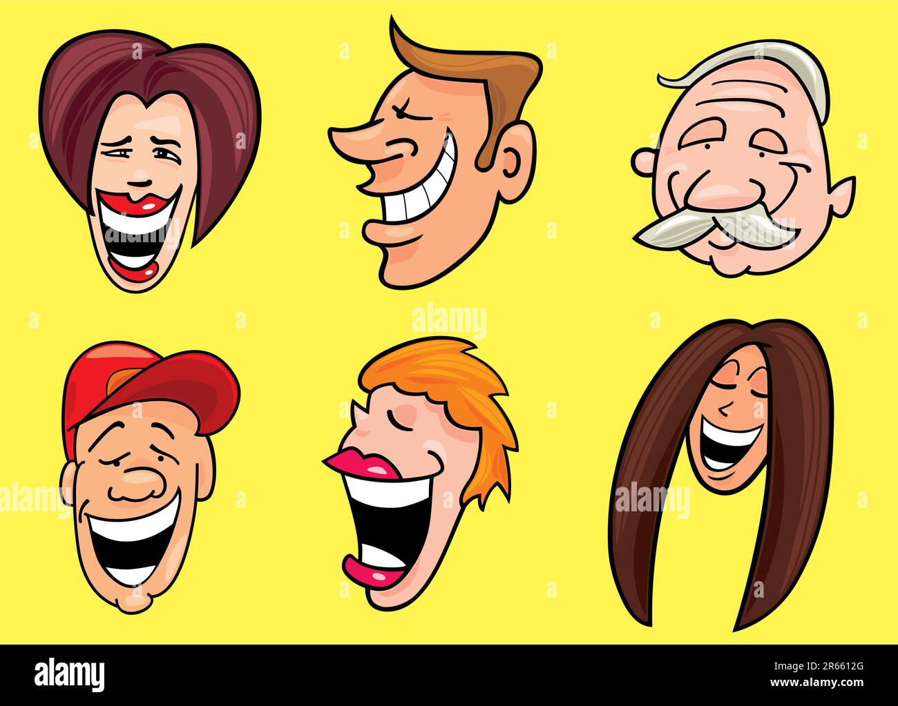 Cartoon vector illustration of set of funny faces Stock Vector Image ...