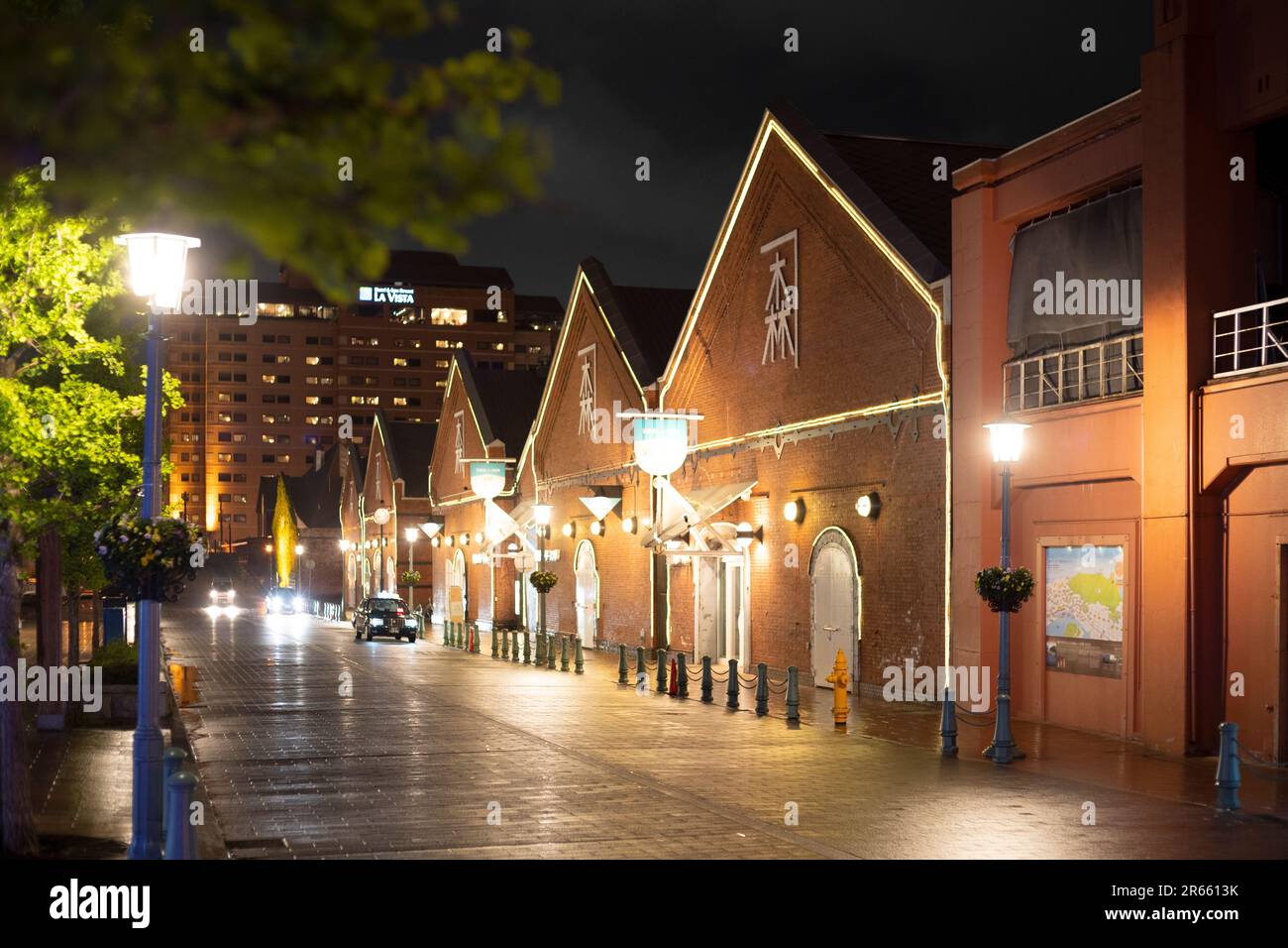 Kanemori Red Brick Warehouse at night Stock Photo - Alamy