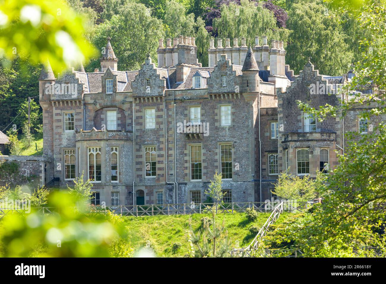 Abbotsford The Home Of Sir Walter Scott seen from the River Tweed Stock ...