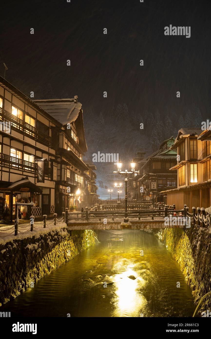 Ginzan Onsen hot spring Stock Photo - Alamy
