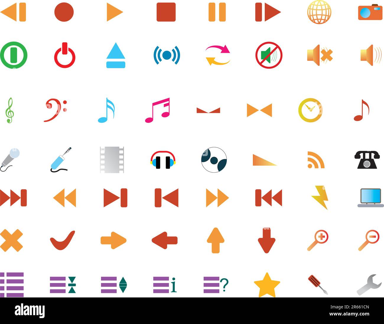Big collection of different icons for using in web design Stock Vector ...