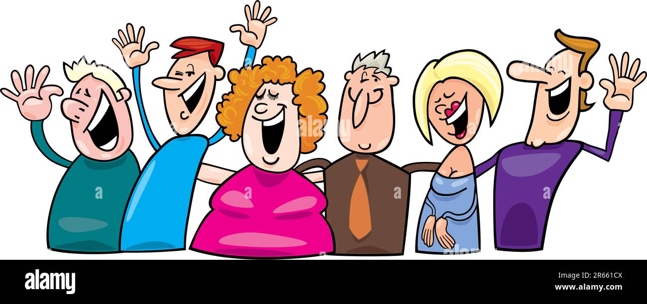 Cartoon vector illustration of group of happy people Stock Vector Image ...