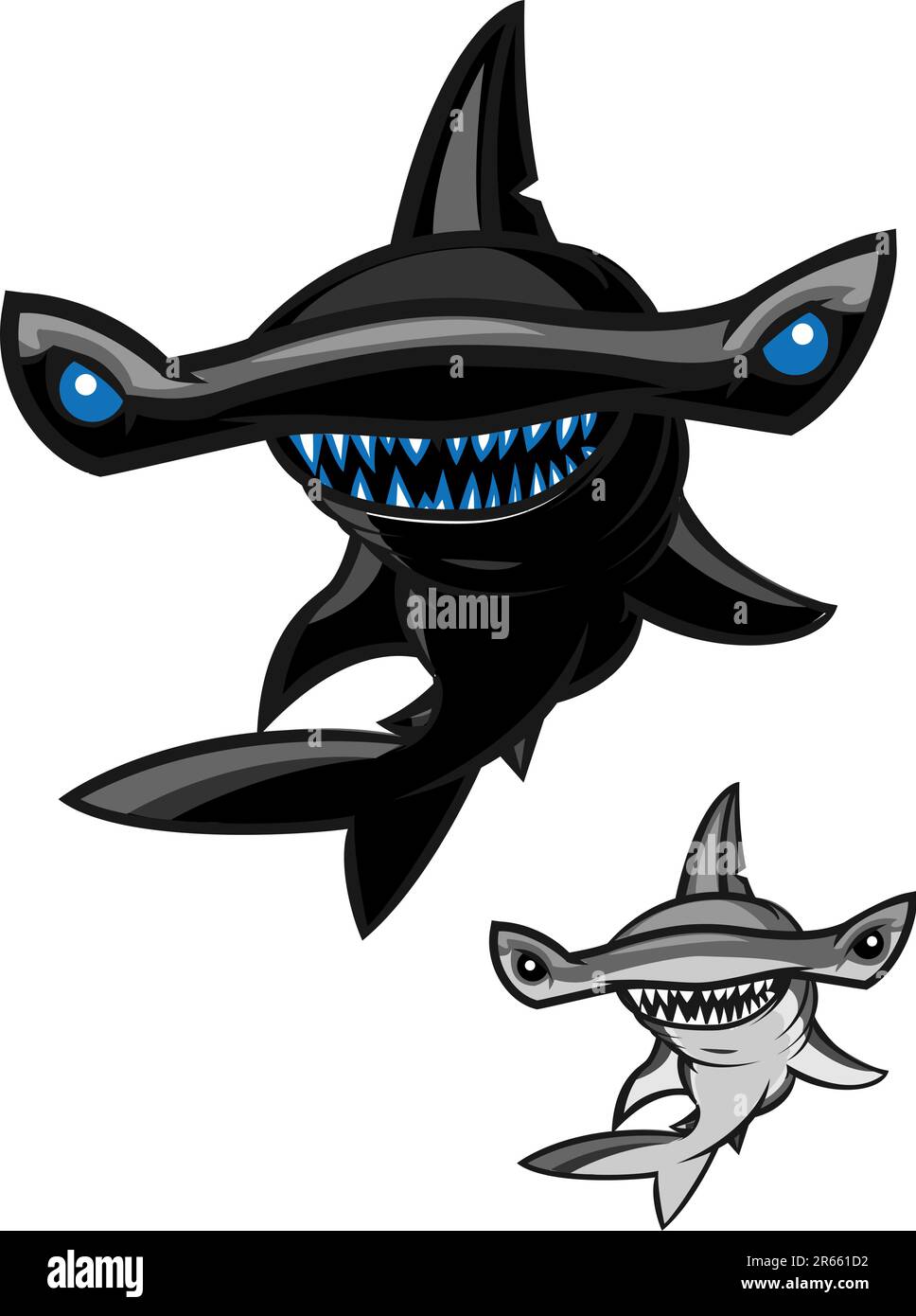 Hammerhead shark with two different color styles Stock Vector Image ...