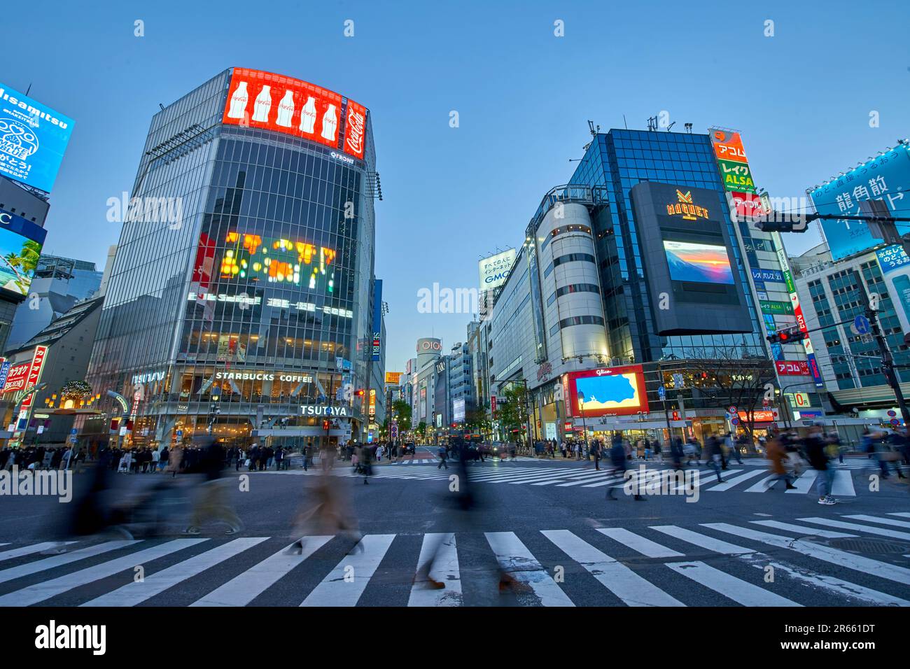 Evening View of Shibuya Scramble Crossing Stock Photo - Alamy