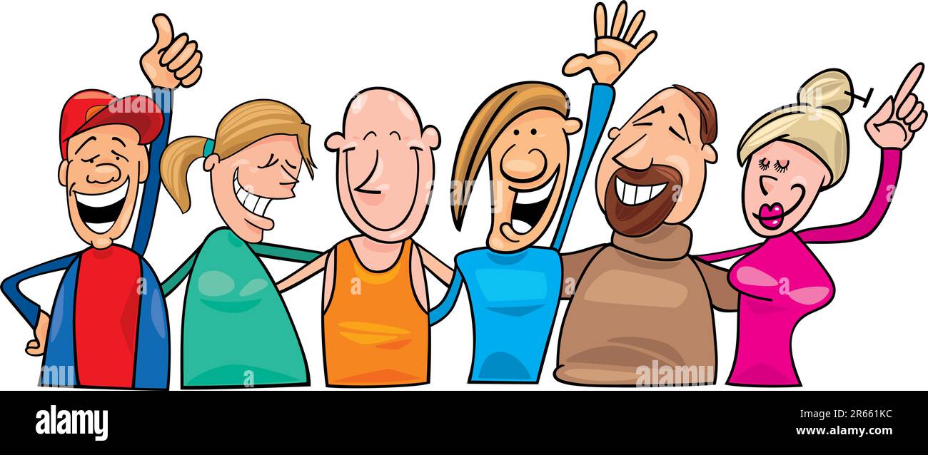 Cartoon vector illustration of group of happy people Stock Vector Image ...
