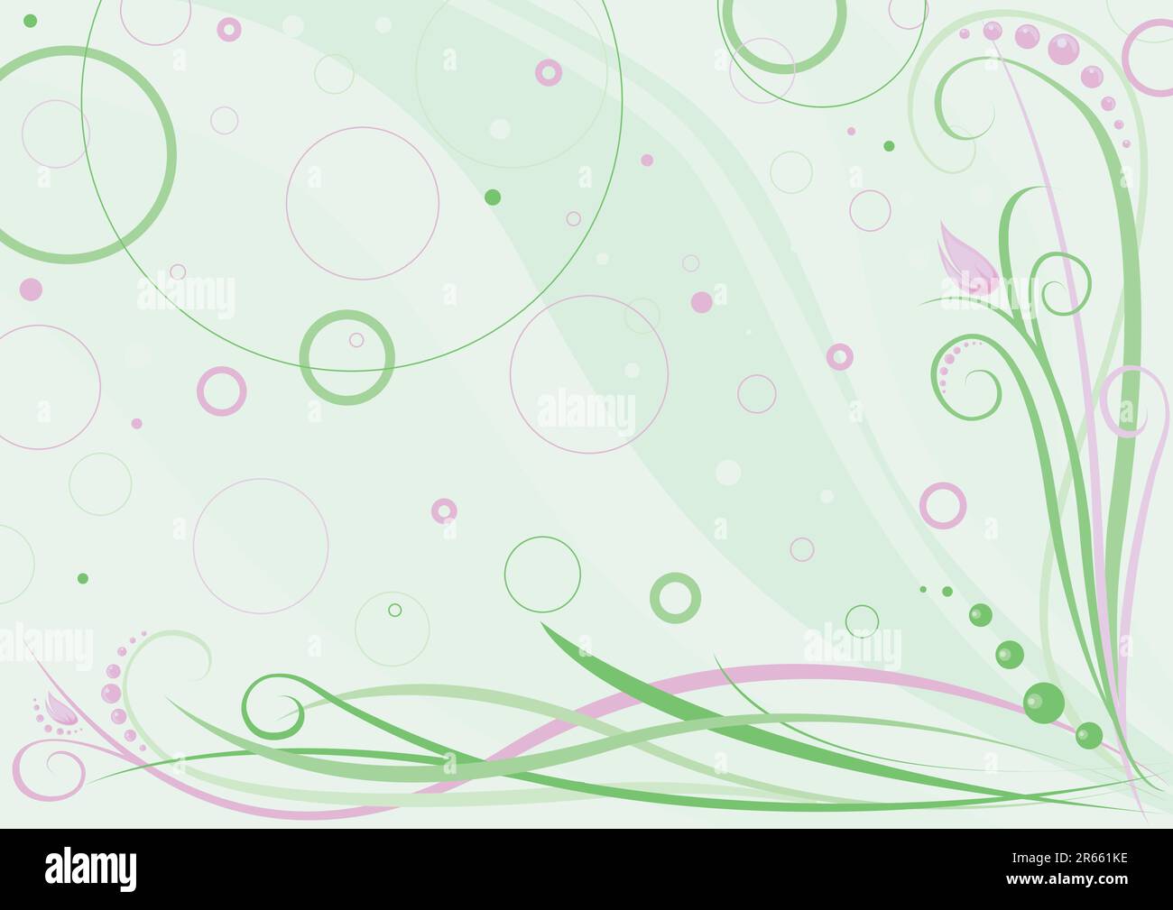 Spring floral design in green and pink colours. Vector Stock Vector ...