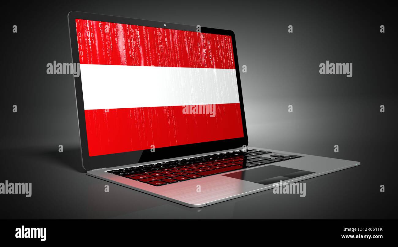 Austria - country flag and binary code on laptop screen - 3D ...