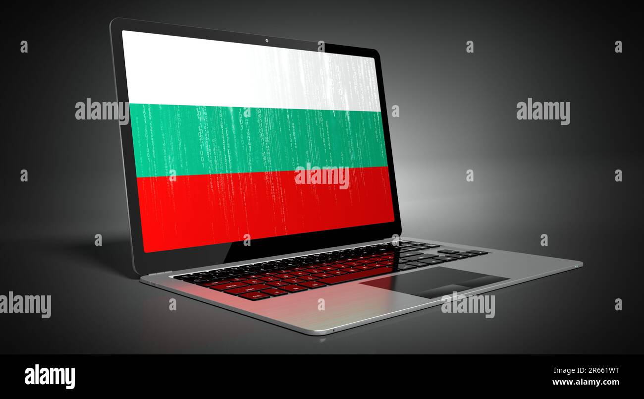 Bulgaria - country flag and binary code on laptop screen - 3D ...