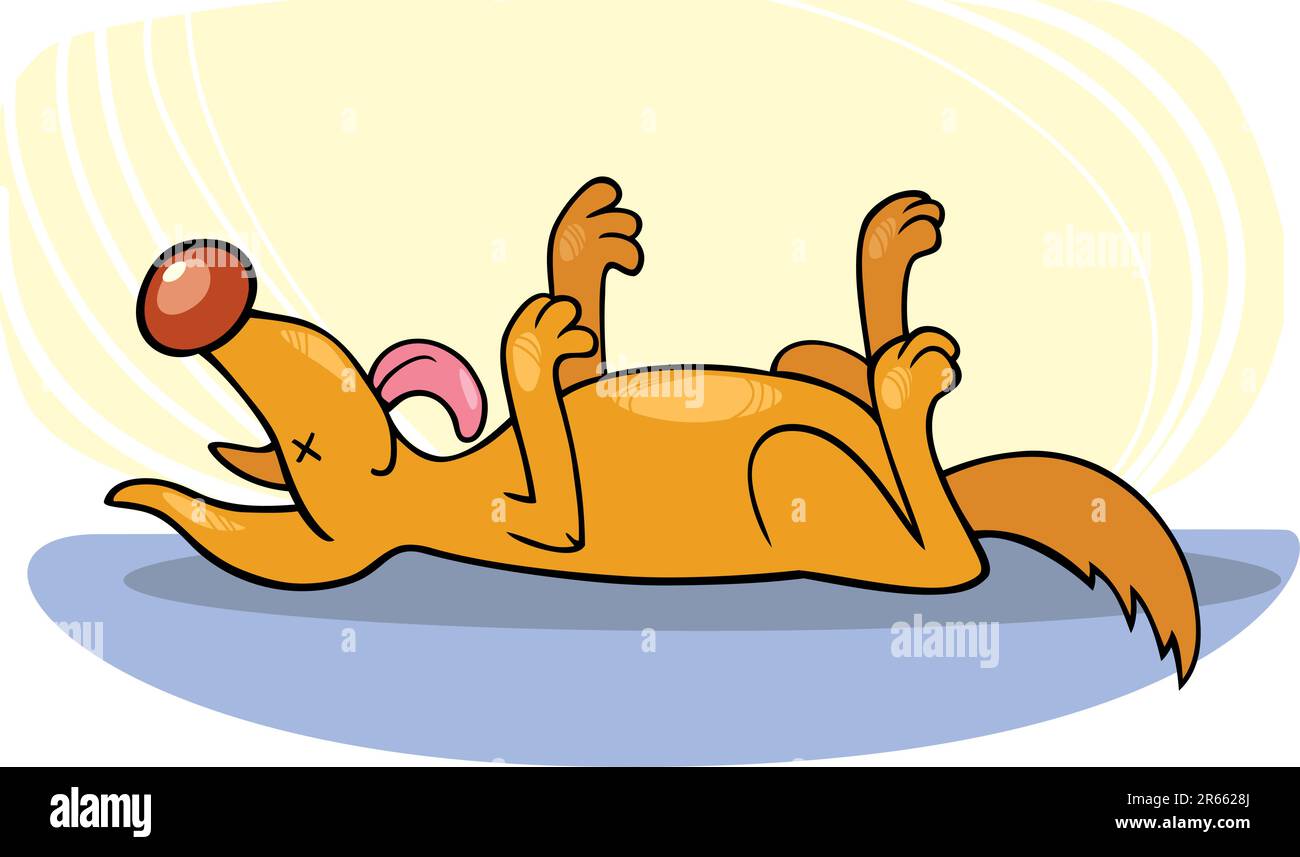 Illustration of dog doing play dead trick Stock Vector Image & Art - Alamy