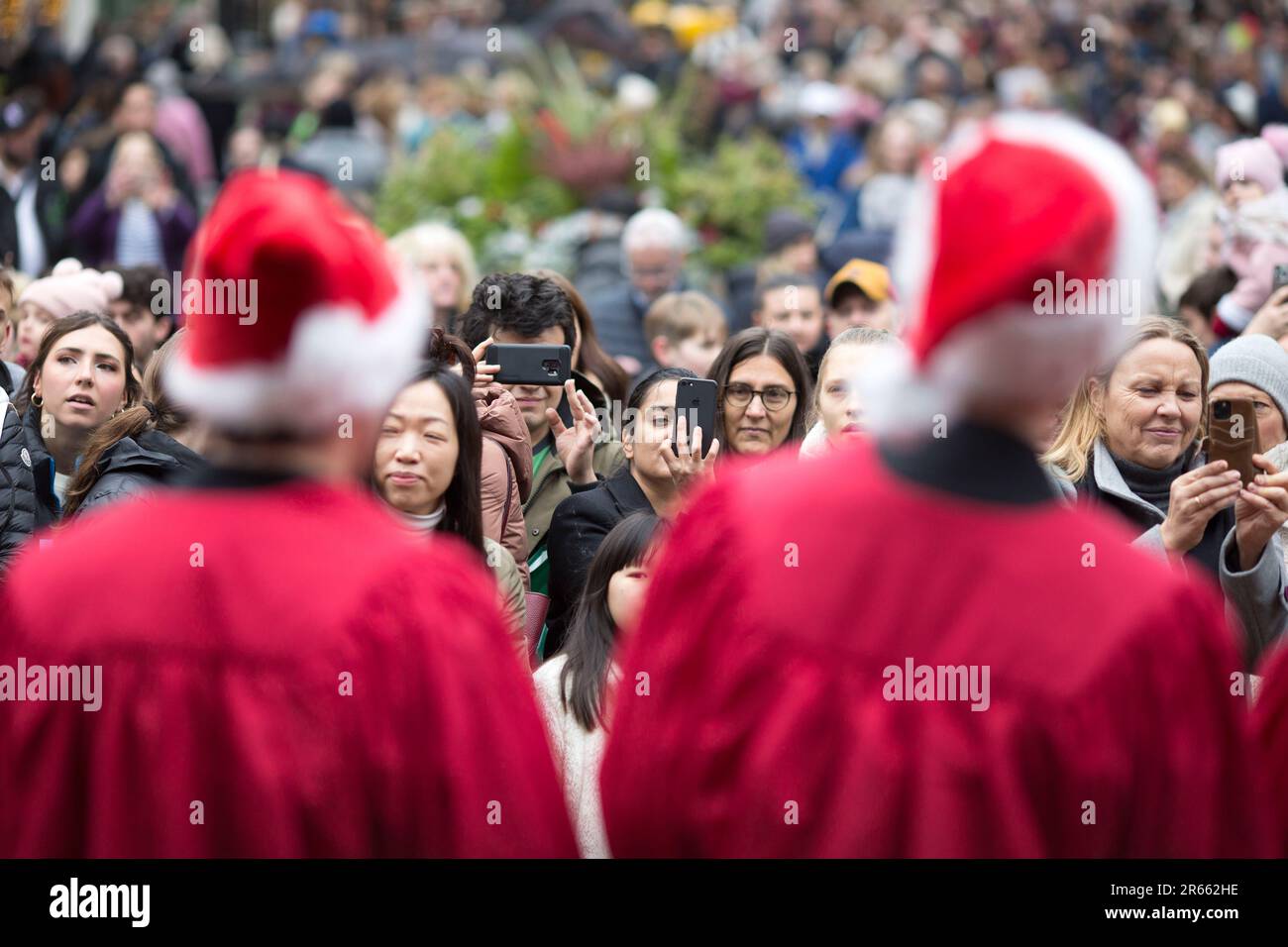 Christmassy decorations and outfits are seen in Covent Garden, central ...