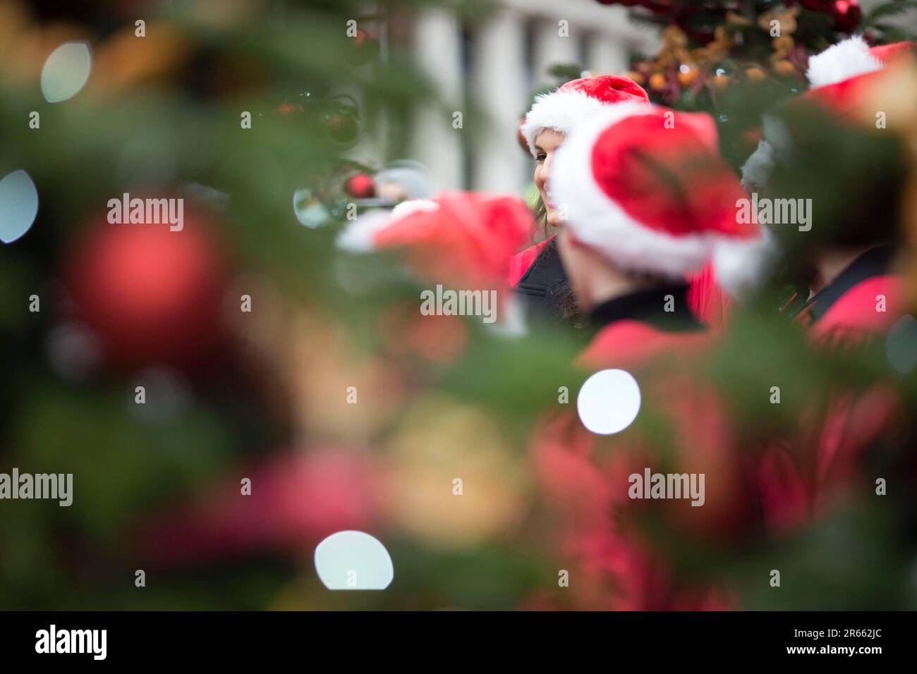 Christmassy decorations and outfits are seen in Covent Garden, central ...