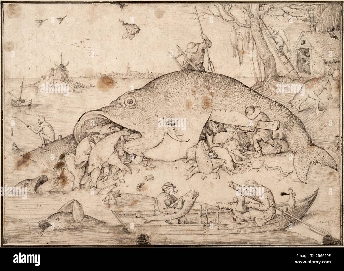 The Big Fish Eat the Little Fish, Brueghel's drawing for a print from ...
