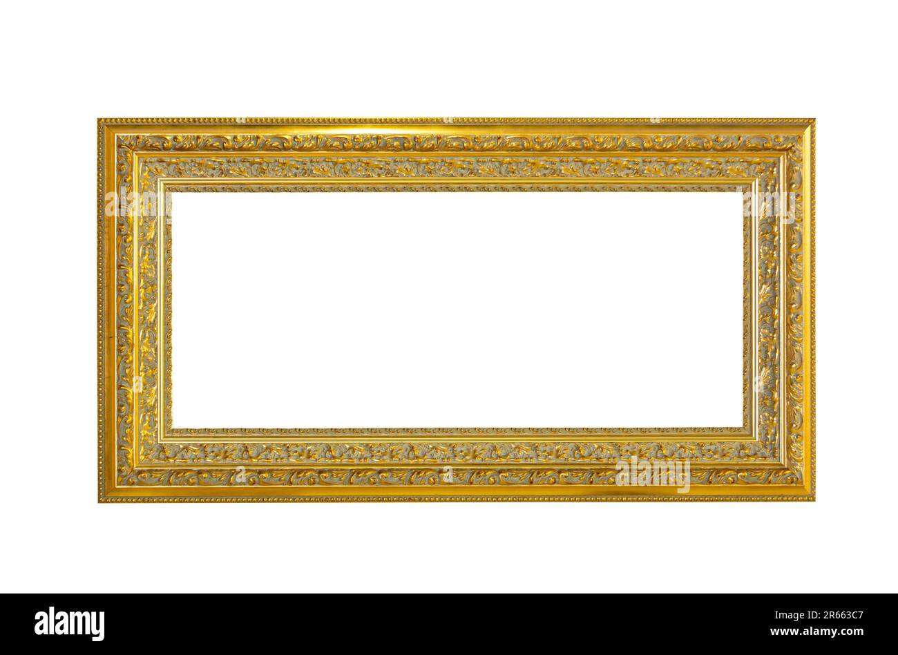 Long Panorama Empty Gold Picture Frame Copy Space Stock Photo - Alamy