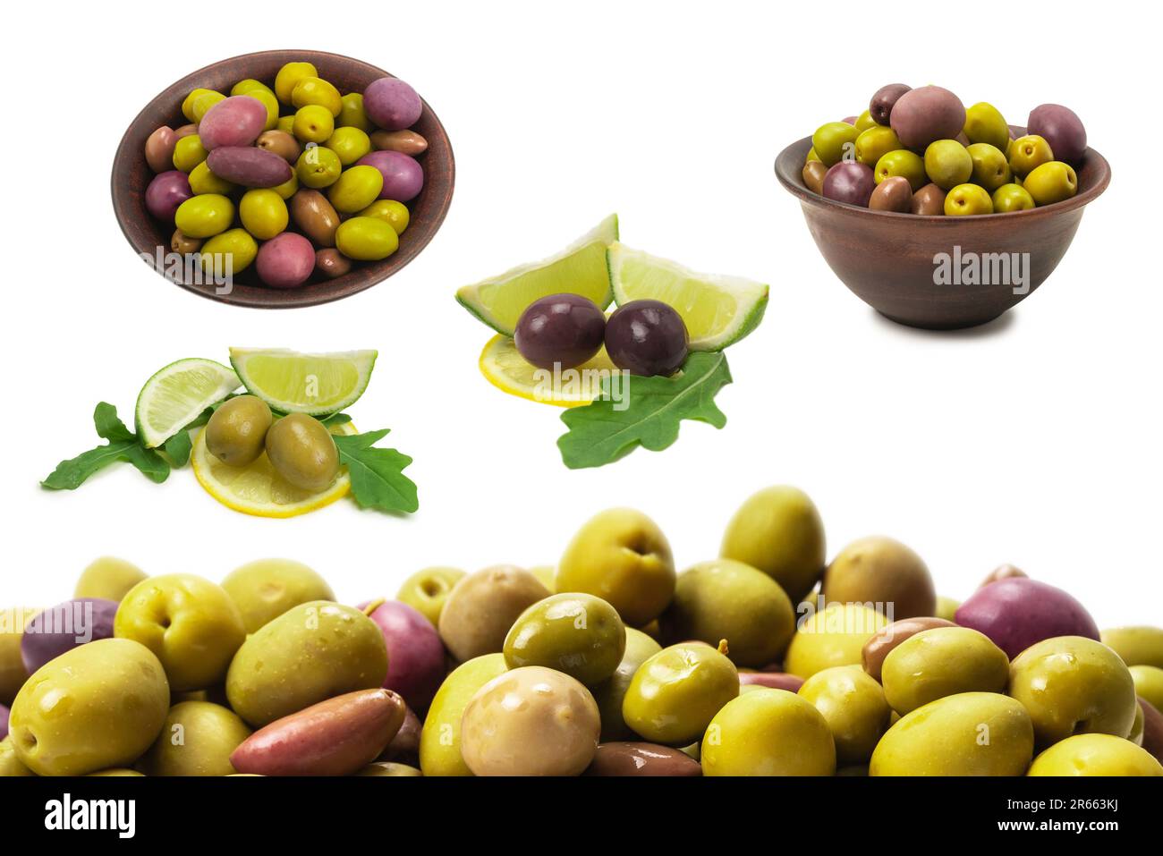 Olives in ceramic brown bowl isolated on white background Stock Photo ...
