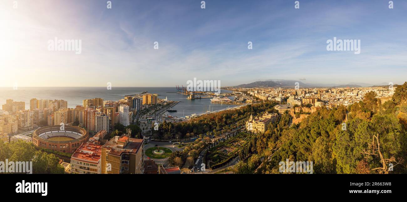 Malaga port and city at sunrise hi-res stock photography and images - Alamy