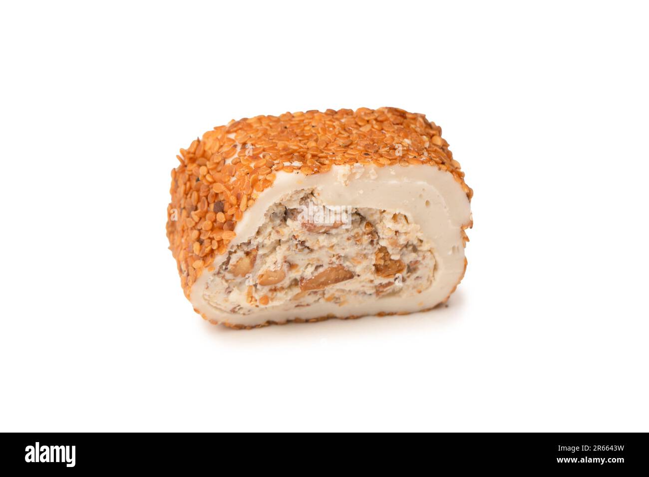 Sweet roll with nuts, turkish sweets. Turkish rahat isolated on a white ...
